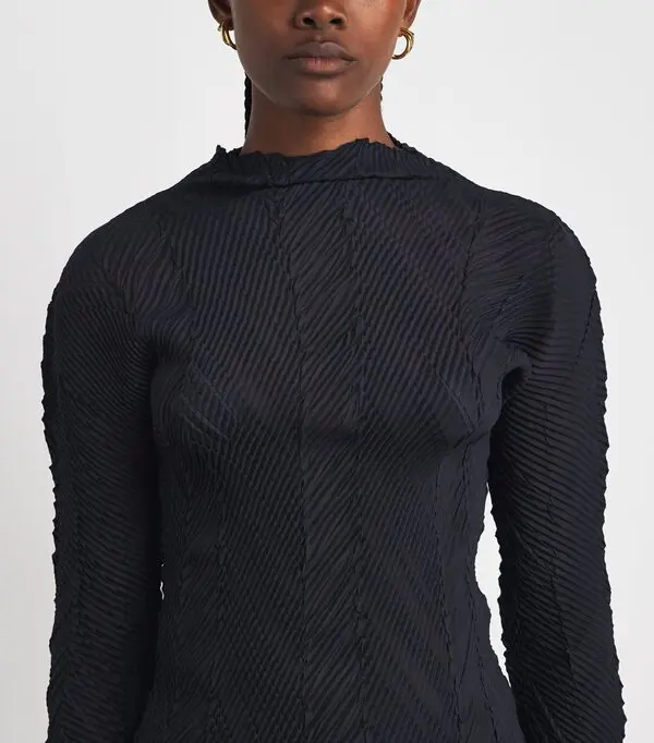 Issey Miyake Zigzag Pleats High-neck Top