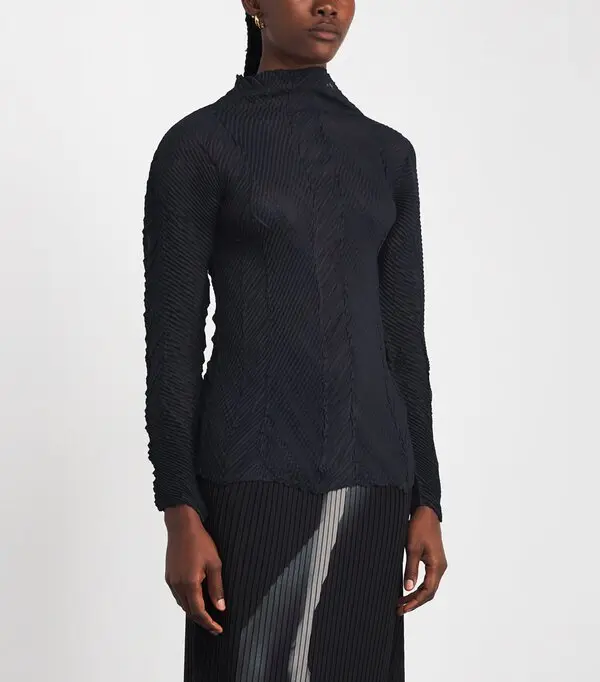 Issey Miyake Zigzag Pleats High-neck Top