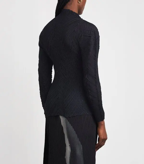 Issey Miyake Zigzag Pleats High-neck Top