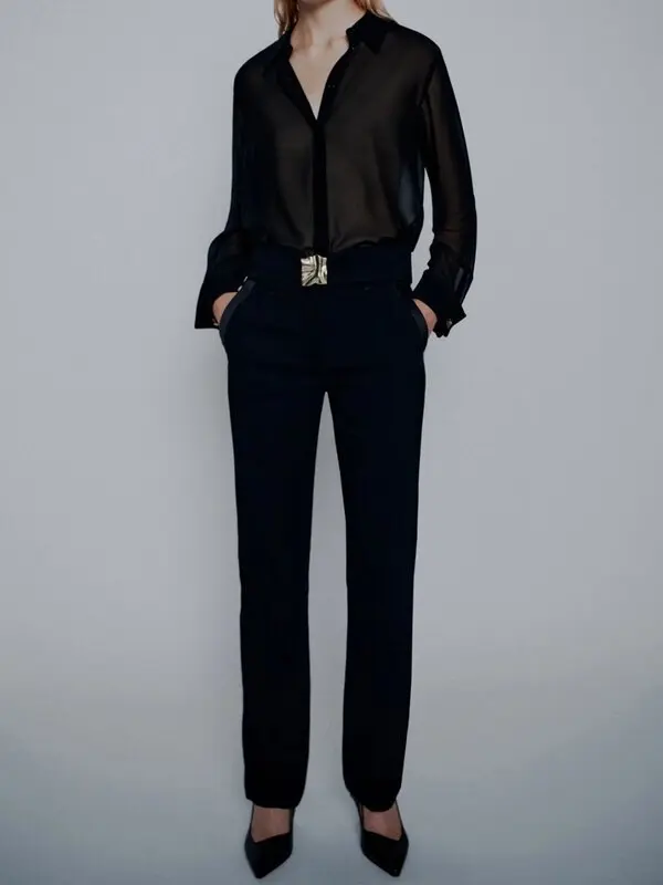 Marella Casual Trousers With Metal Buckle Details