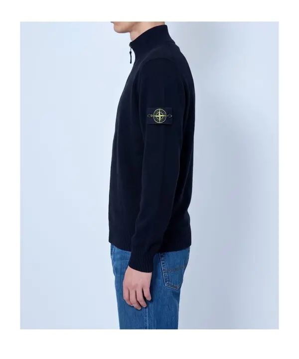 Stone Island High Collar Zip Knitted Sweater