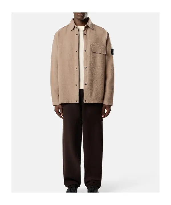 Stone Island Comfort-fit Snap-front Overshirt With Chest Pocket