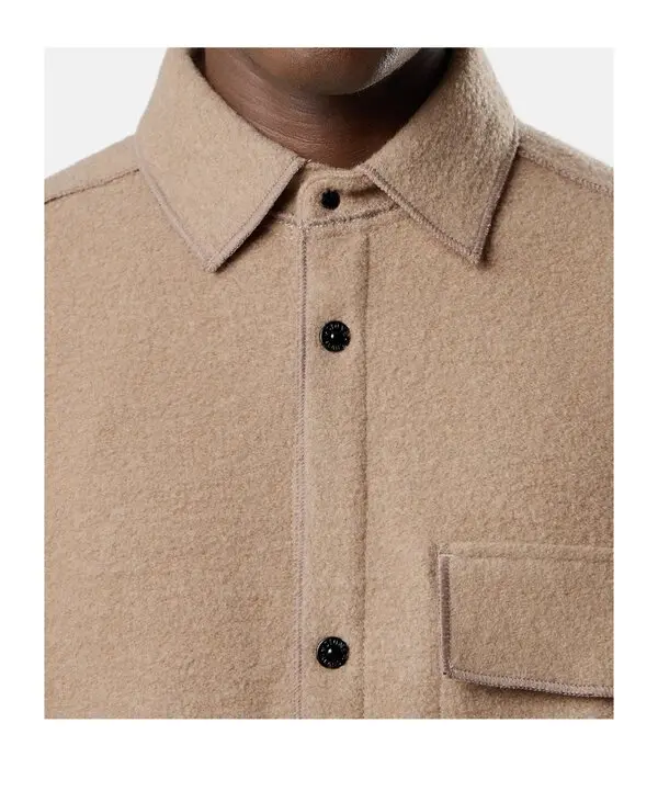 Stone Island Comfort-fit Snap-front Overshirt With Chest Pocket