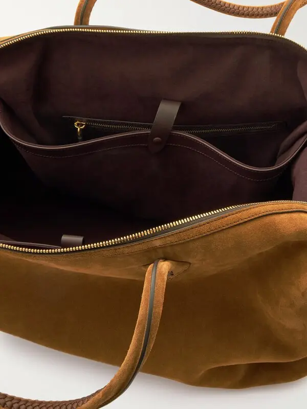 METIER Leather-trimmed Suede Tote