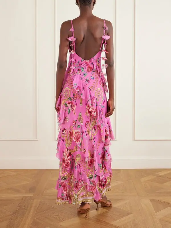 Camilla Embellished Ruffled Silk-georgette Maxi Dress