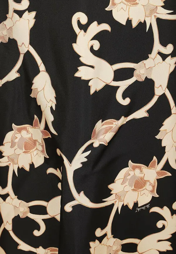 La DoubleJ Floral-print Feather-trim Dress