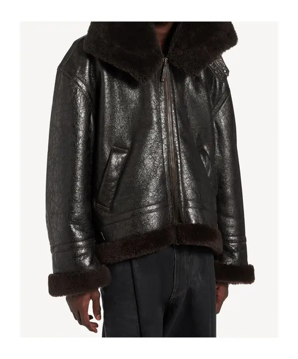 Balenciaga Oversized Shearling-collar Jacket