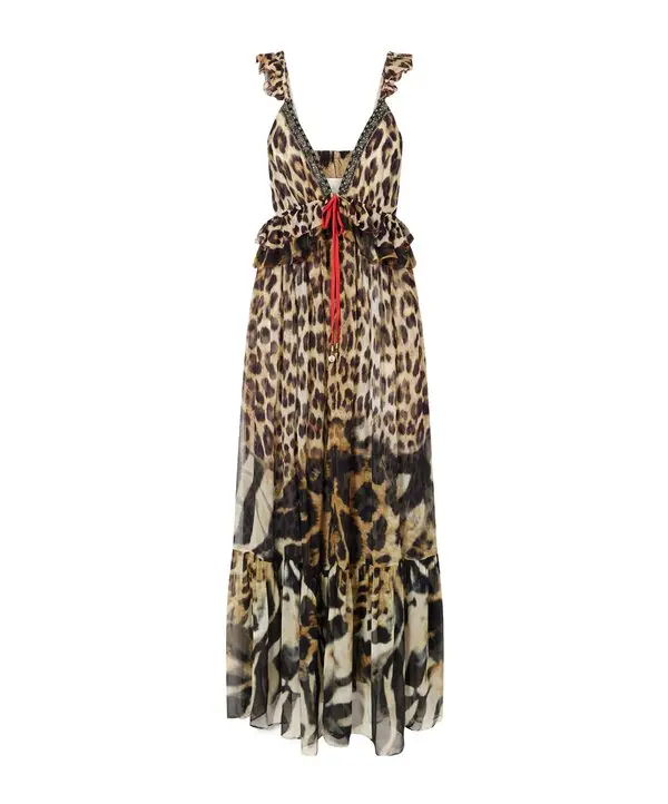Camilla Crystal-embellished Animal-print Silk Maxi Dress - Multicolor