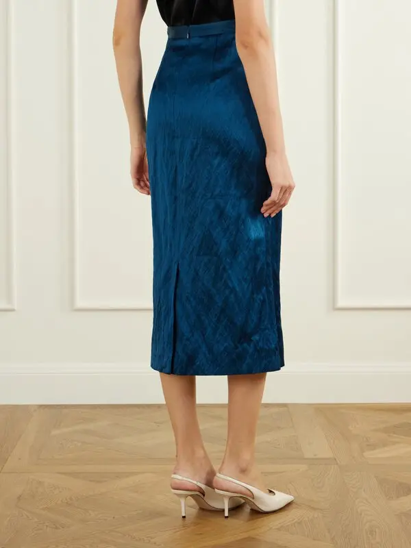 Erdem Floral-embroidered Metallic Satin Midi Skirt