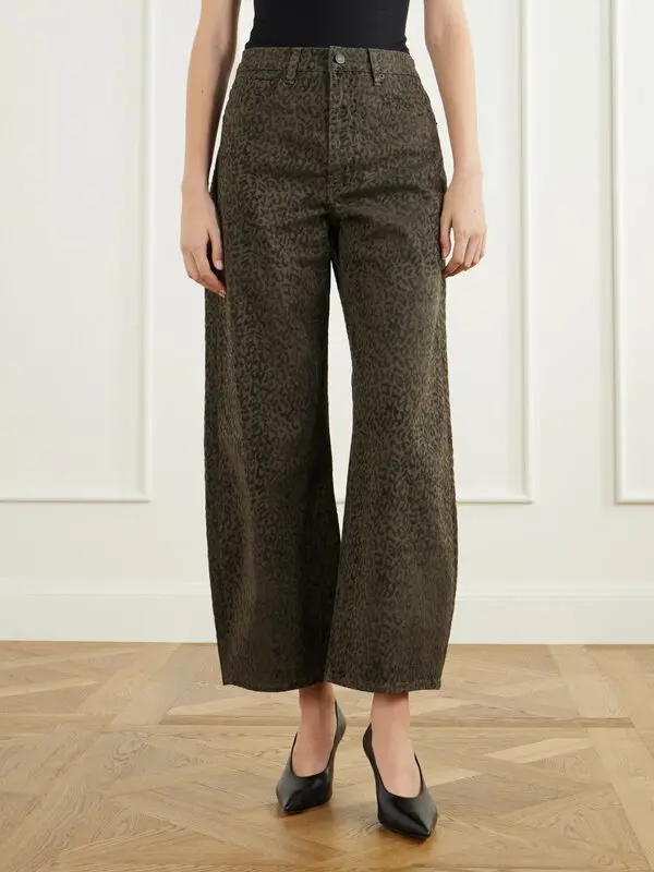 FRAME Leopard-print High-waisted Tapered Jeans