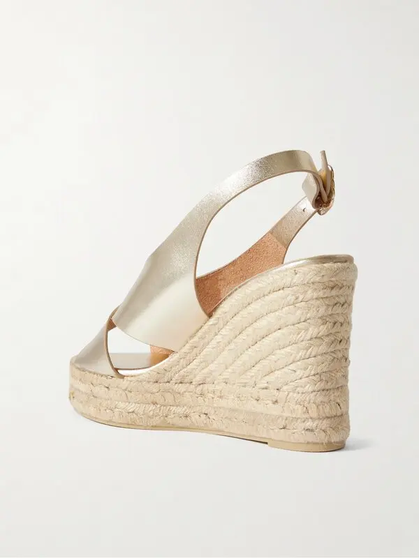 ANCIENT GREEK SANDALS Maria Metallic Leather Espadrille Wedge Sandals