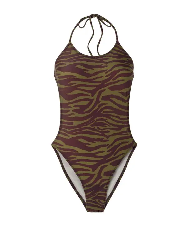 Attico Zebra-print Halterneck Swimsuit - No