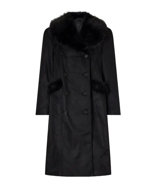 Simone Rocha Double-breasted Plush-trimmed Shell Coat - Black