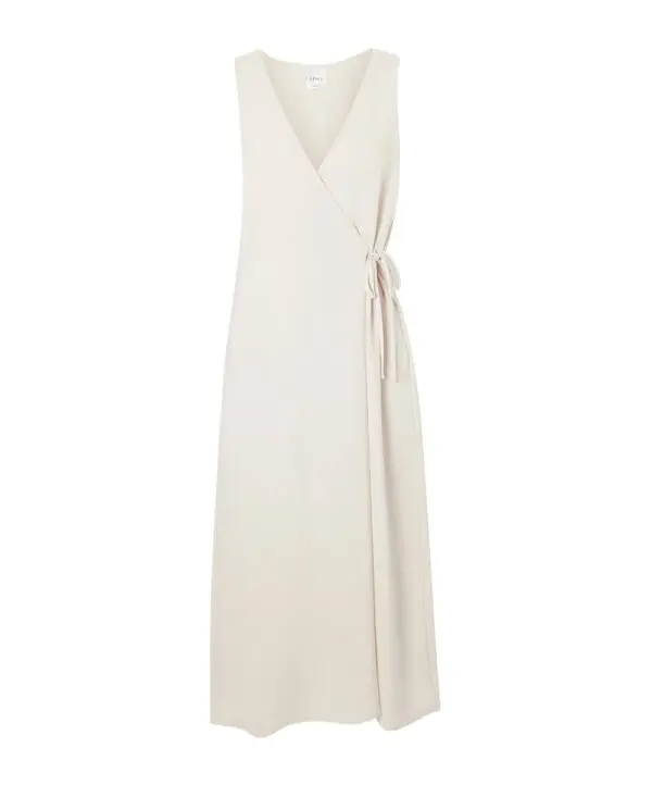 LESET Crepe Wrap Midi Dress