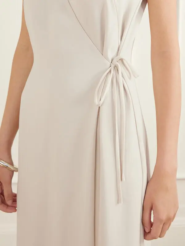 LESET Crepe Wrap Midi Dress