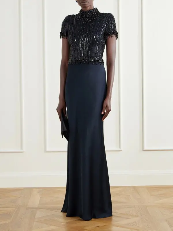 Jenny Packham Beaded Satin Gown
