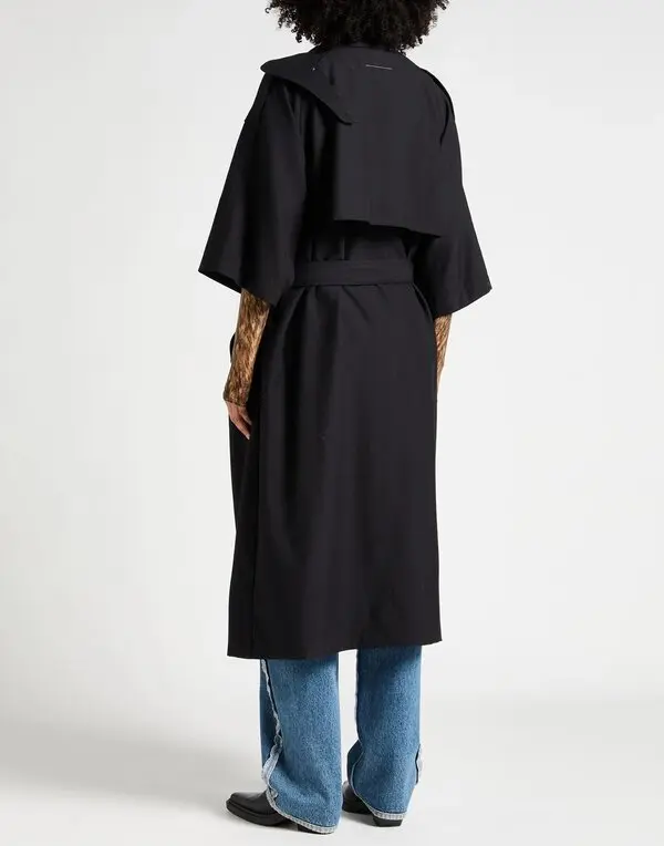 MAISON MARGIELA Solid-color Short-sleeve Wool Trench Coat