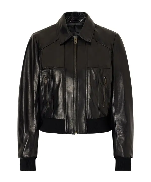NILI LOTAN Leather Cropped Jacket