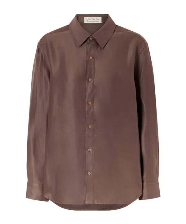 GOD'S TRUE CASHMERE Cocoa Linen Shirt