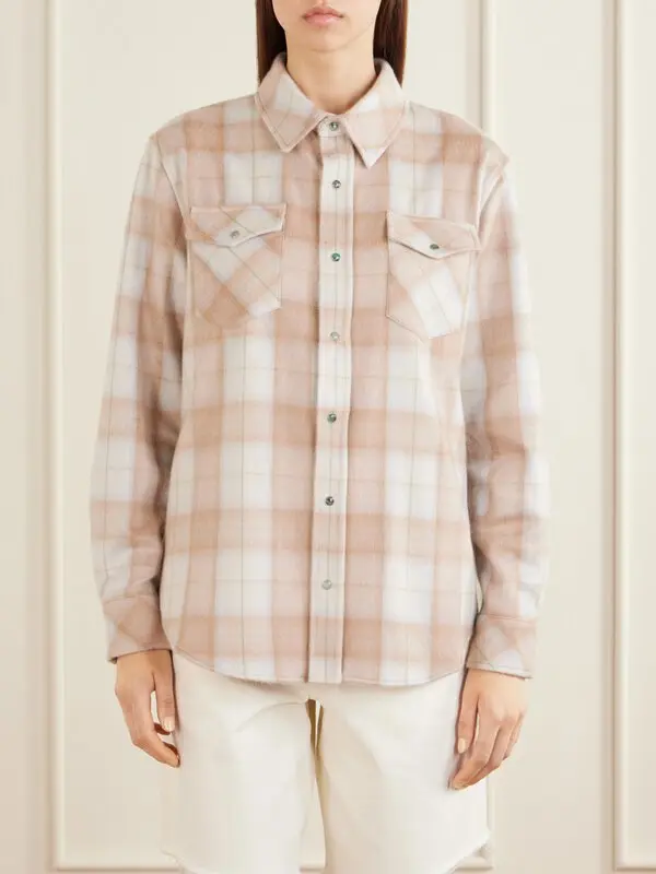GOD'S TRUE CASHMERE Champagne Tartan Cashmere Shirt