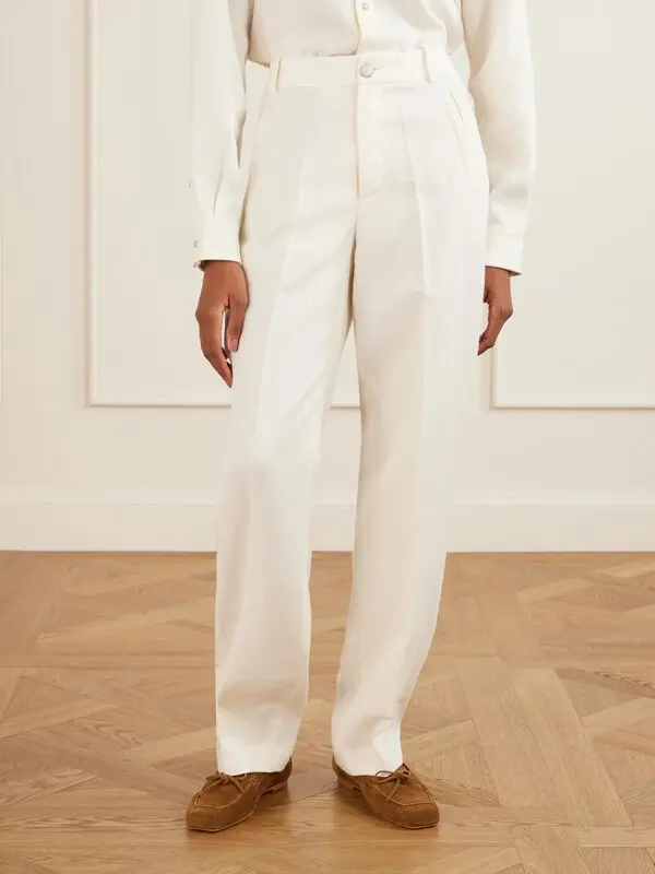 GOD'S TRUE CASHMERE Solid Linen Straight-leg Pants