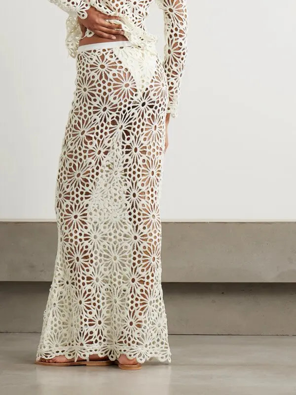 Norma Kamali Obie Floral-lace Maxi Skirt
