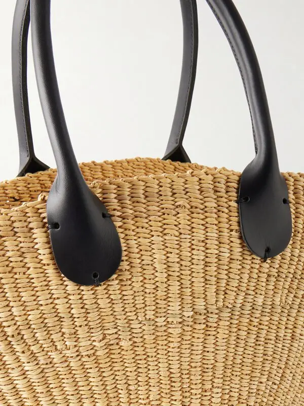 Muuñ Sophia Leather-trimmed Raffia Tote