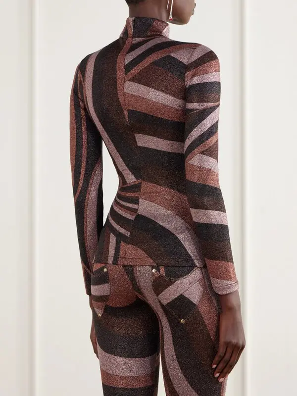 Emilio Pucci Printed Stretch-jersey Turtleneck Top - No