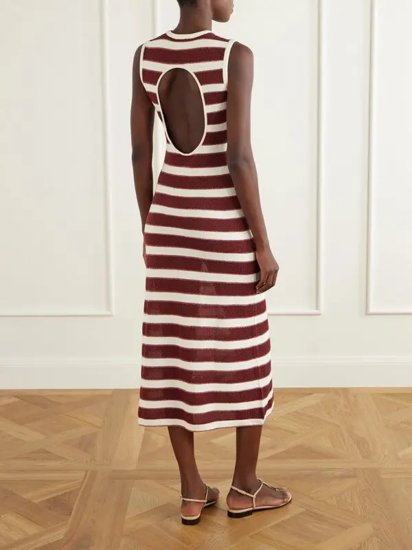 ERES Régulière Striped Metallic Cotton-blend Midi Dress - No