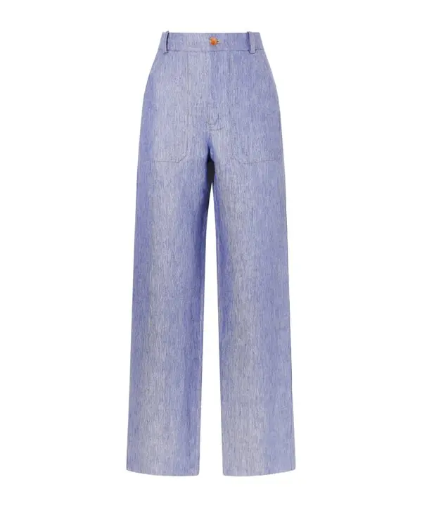 GOD'S TRUE CASHMERE Linen-denim Straight-leg Pants
