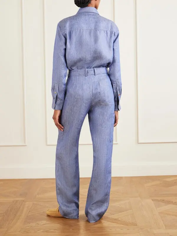 GOD'S TRUE CASHMERE Linen-denim Straight-leg Pants