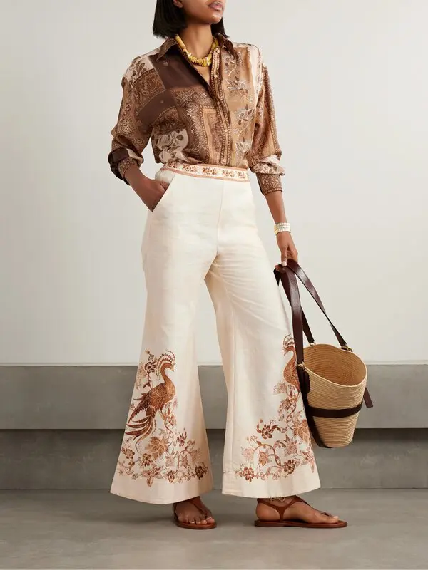 Zimmermann Vintage Floral High-waisted Wide-leg Pants