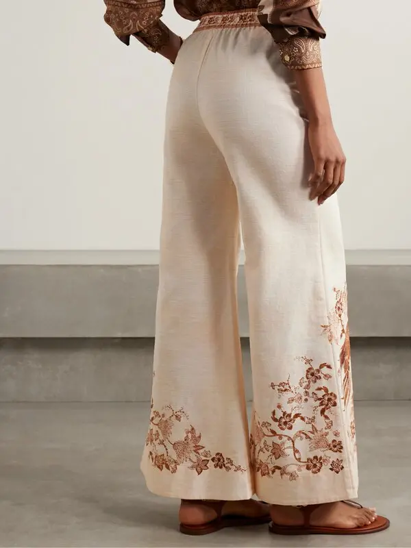 Zimmermann Vintage Floral High-waisted Wide-leg Pants