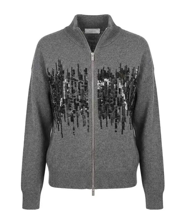 Peserico Sequin-embellished Zip-up Knit Jacket
