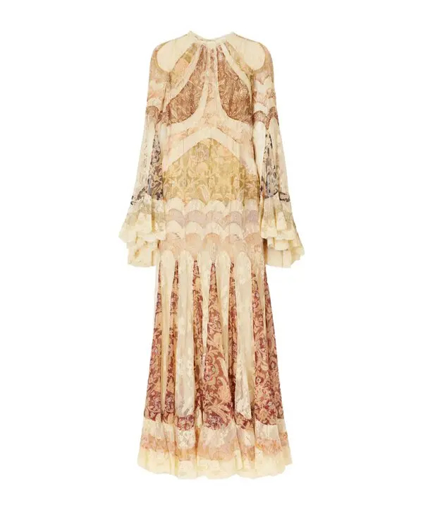Zimmermann Silk Patchwork Maxi Dress With Lace