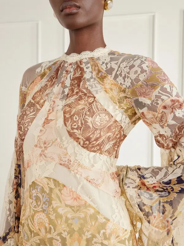 Zimmermann Silk Patchwork Maxi Dress With Lace