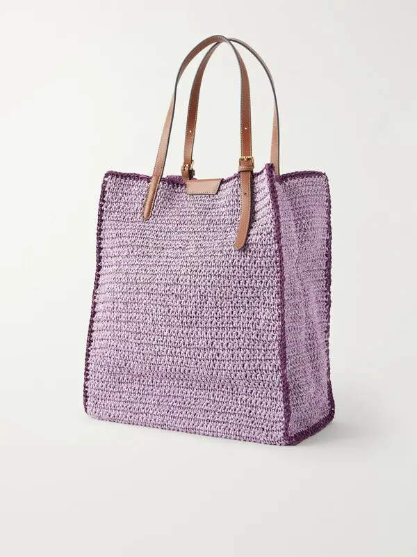 ANYA HINDMARCH Leather-trimmed Raffia Tote