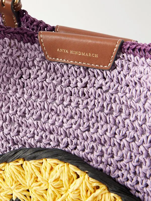 ANYA HINDMARCH Leather-trimmed Raffia Tote
