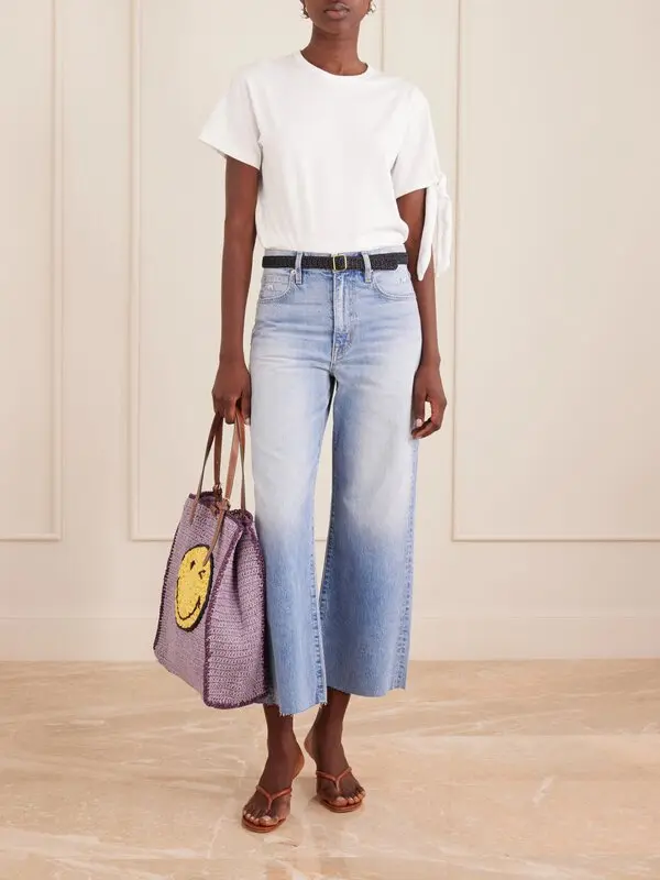 ANYA HINDMARCH Leather-trimmed Raffia Tote