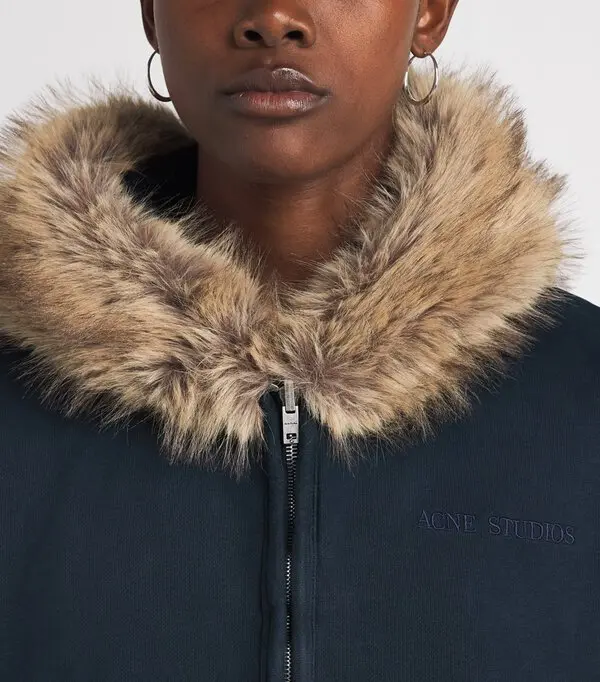 Acne Studios Cotton Faux-fur Collar Hoodie