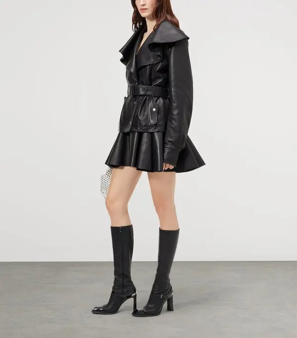 Alexander McQueen Waterfall-collar Leather Jacket