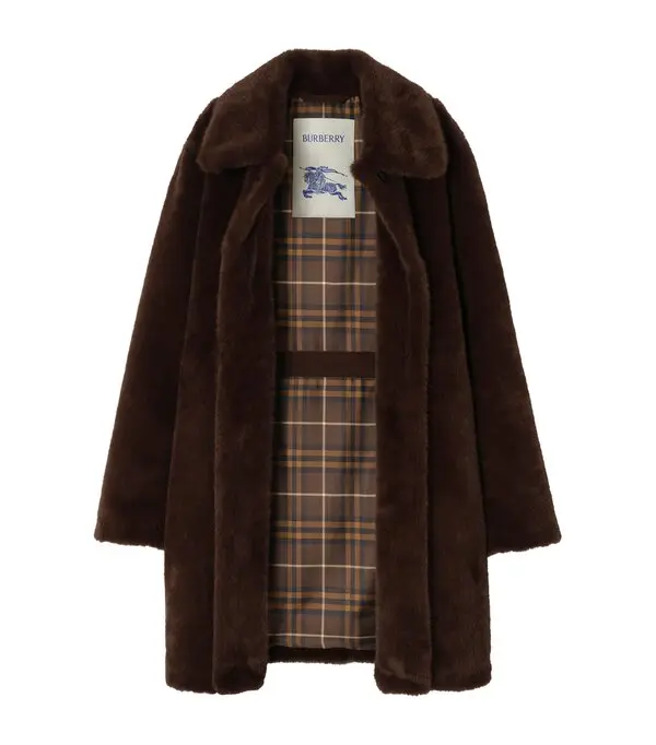 Burberry Faux Fur Belted Car Coat