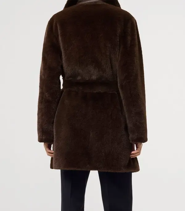 Burberry Faux Fur Belted Car Coat