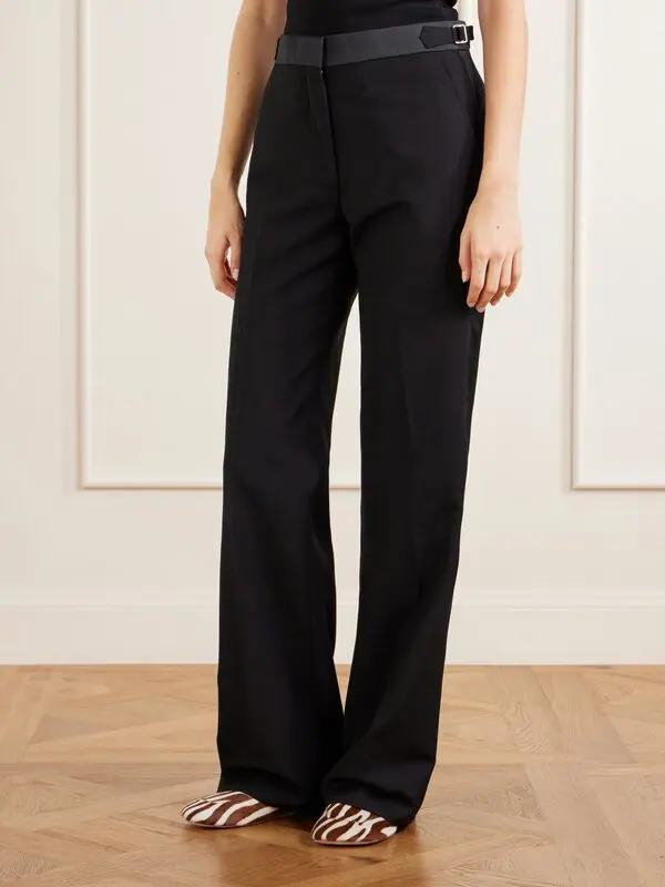 WALES BONNER Gallery Satin-trimmed Wool-twill Flared Pants