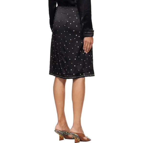 WALES BONNER Cosmic Embellished Satin Midi Skirt