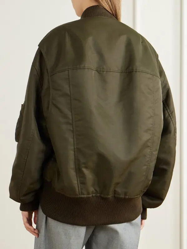 JW Anderson Oversized Tipped Hem Rib-trimmed Satin Bomber Jacket - Brown