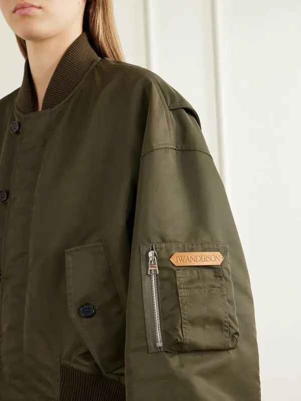 JW Anderson Oversized Tipped Hem Rib-trimmed Satin Bomber Jacket - Brown