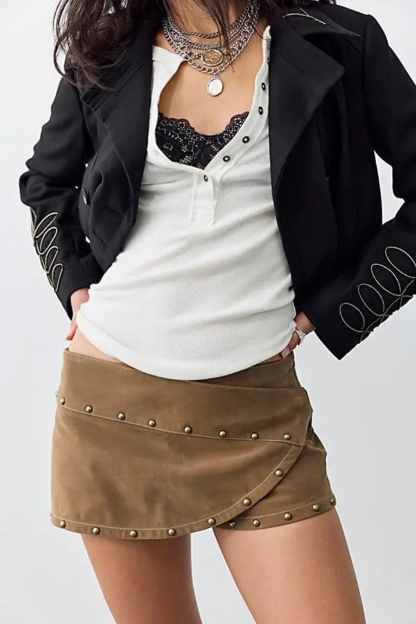 Free People Low Rider Studded Wrap Skort - Trailhead