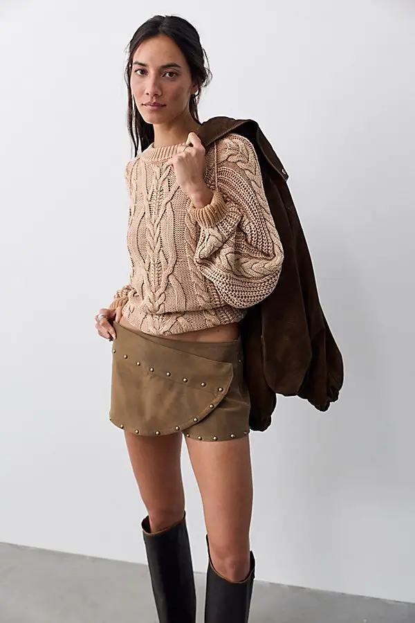 Free People Low Rider Studded Wrap Skort - Trailhead