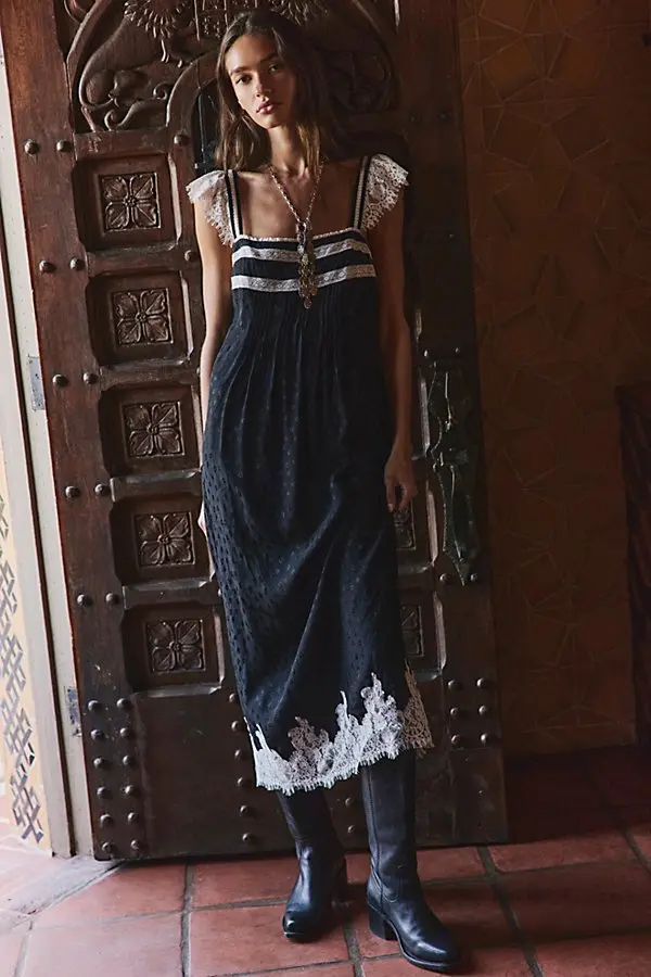 Free People Priscilla Midi Dress - Black